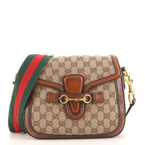 Gucci | Bags | Gucci Lady Web Shoulder Bag Gg Canvas Medium Brown ...